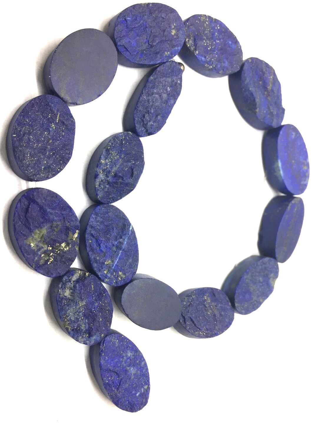 Rare Royal Blue Oval Lapis Lazuli Natural Hammer Cut Beads Strands ...