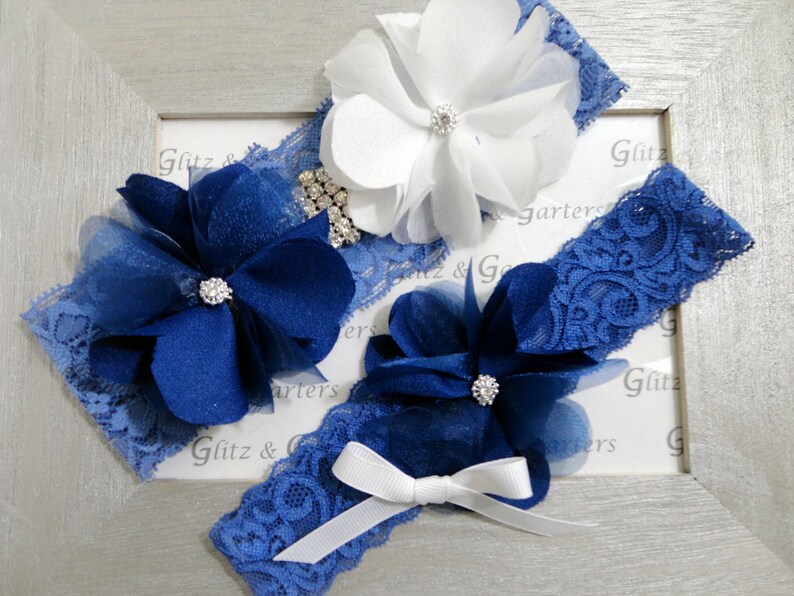 Wedding Garter Set Royal BLUE Lace Bridal Royal Blue and - Etsy