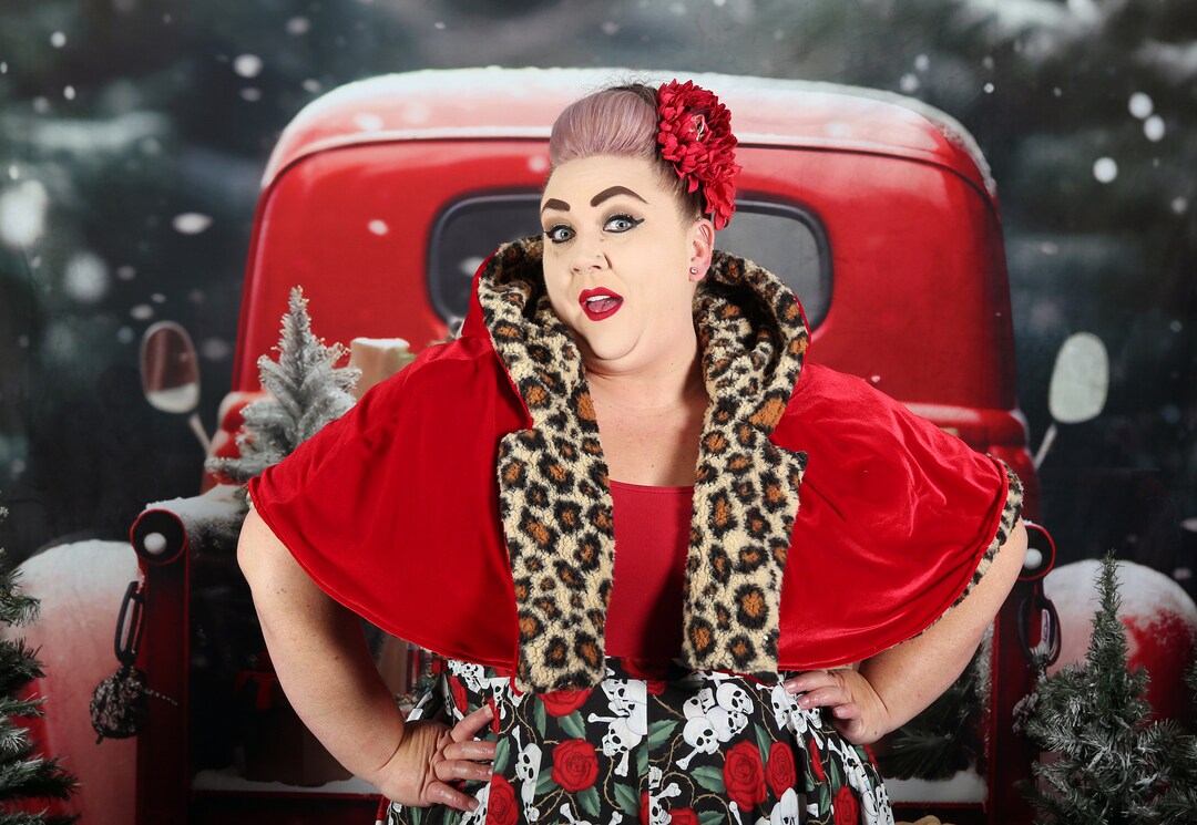 Red Velvet Leopard Faux Fur Sherpa Cape Punk Capelet Mini Plus - Etsy