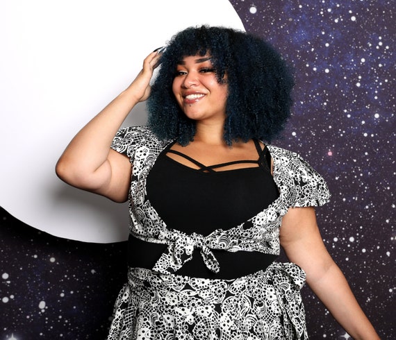 Crop Black White Skull Lace Flutter Sleeve Shirt Top Wrap Plus - Etsy