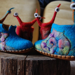 Snails Felted Slippers for Kids, Children's Shoes, Girls Wool Slippers ...