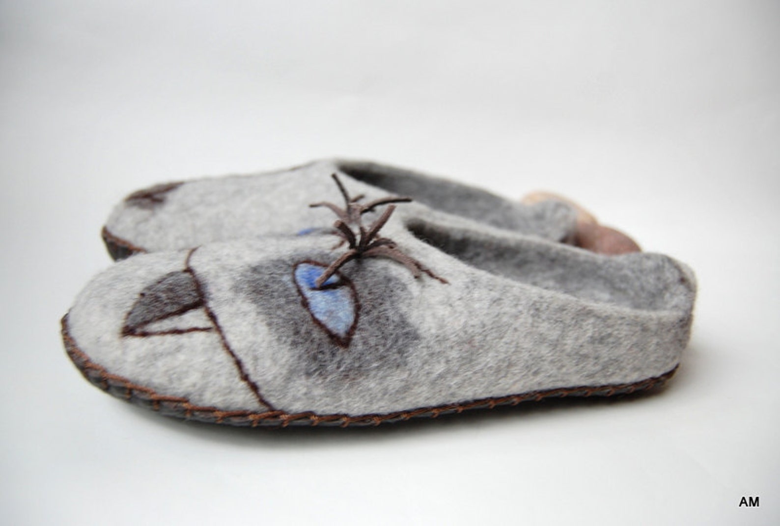 Grumpy Cat Slippers Personalized Grey Wool Slippers Felted - Etsy