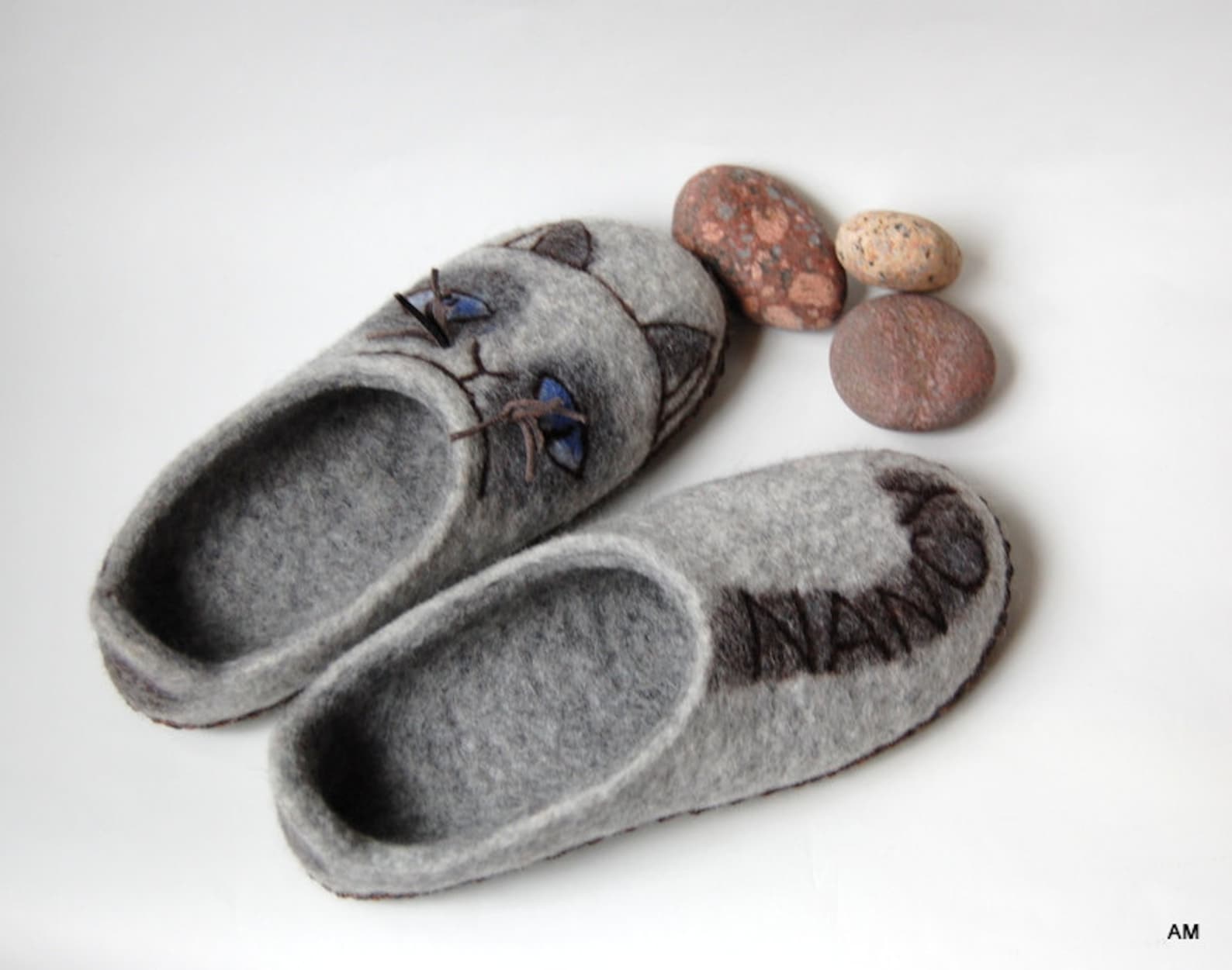 Grumpy Cat Slippers Personalized Grey Wool Slippers Felted - Etsy