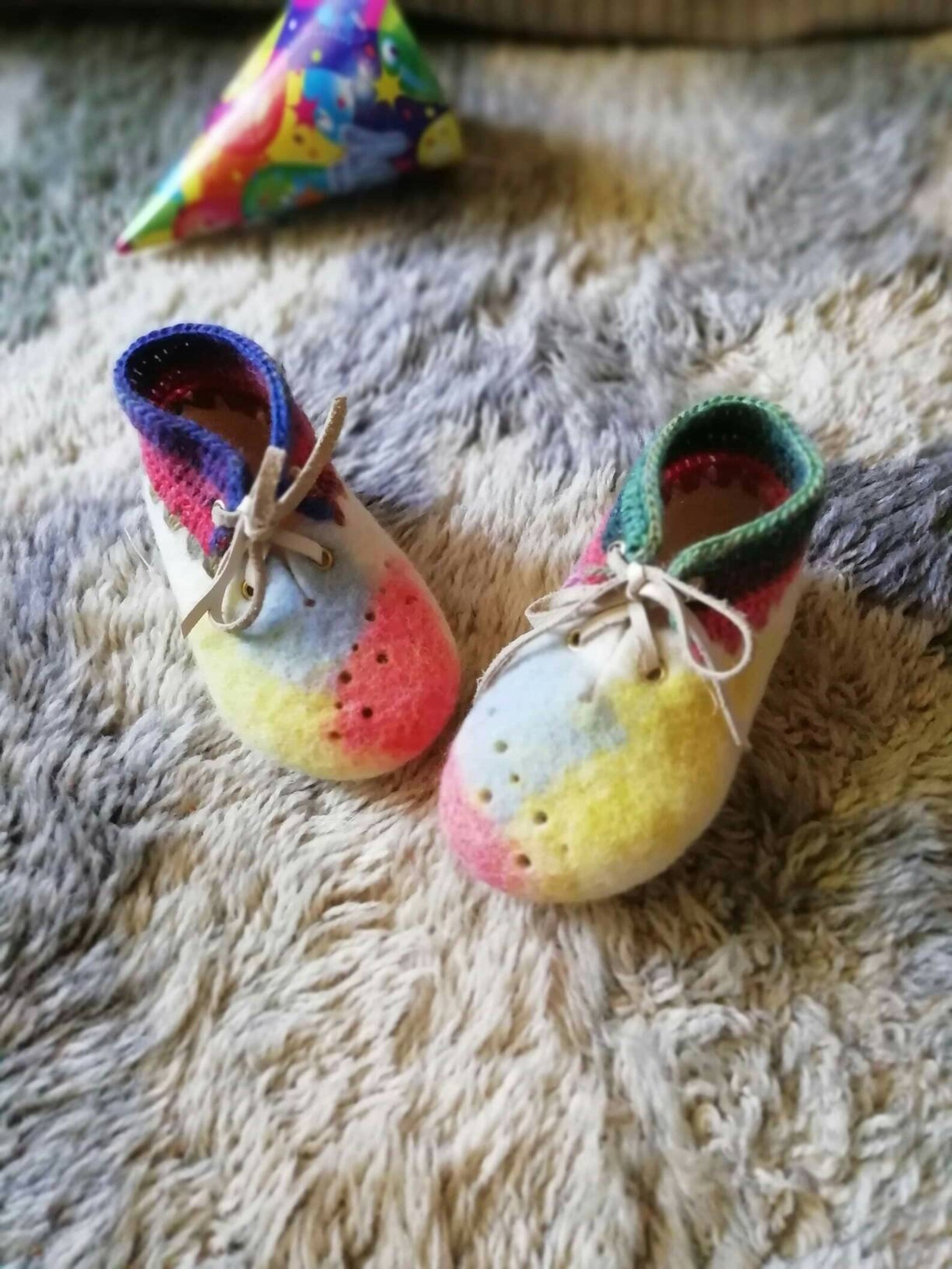 Baby Felted Booties in Crochet Jute Bag Unisex Baby and | Etsy