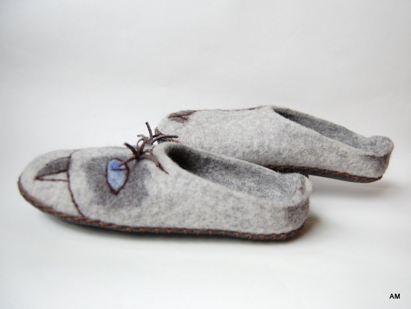 Grumpy Cat Felted Wool Slippers, Personalized Cat Name Home Shoes - Etsy