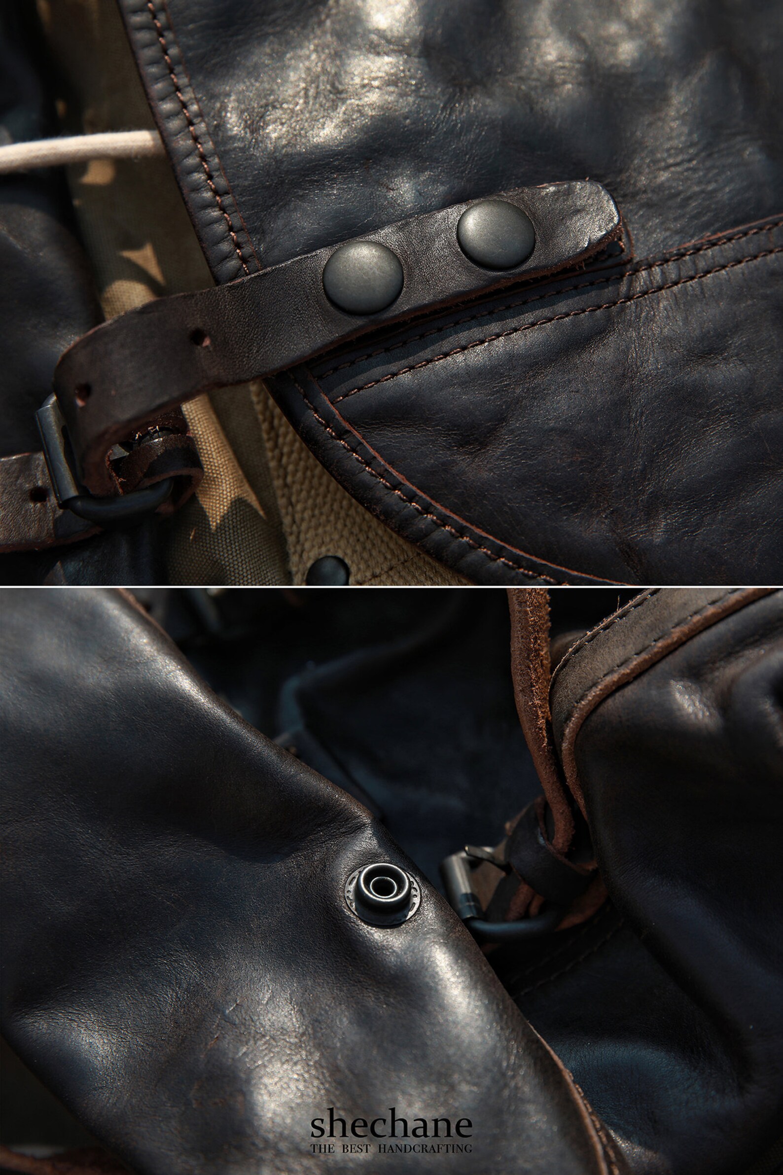 School Bag Genuine Leather Backpack Travel School for Man - Etsy