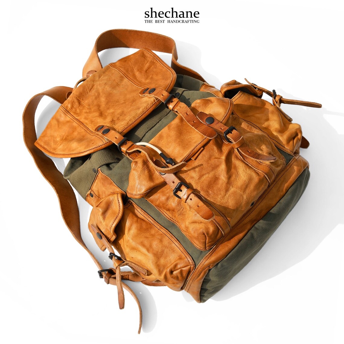 School Bag Genuine Leather Backpack Travel School for Man - Etsy