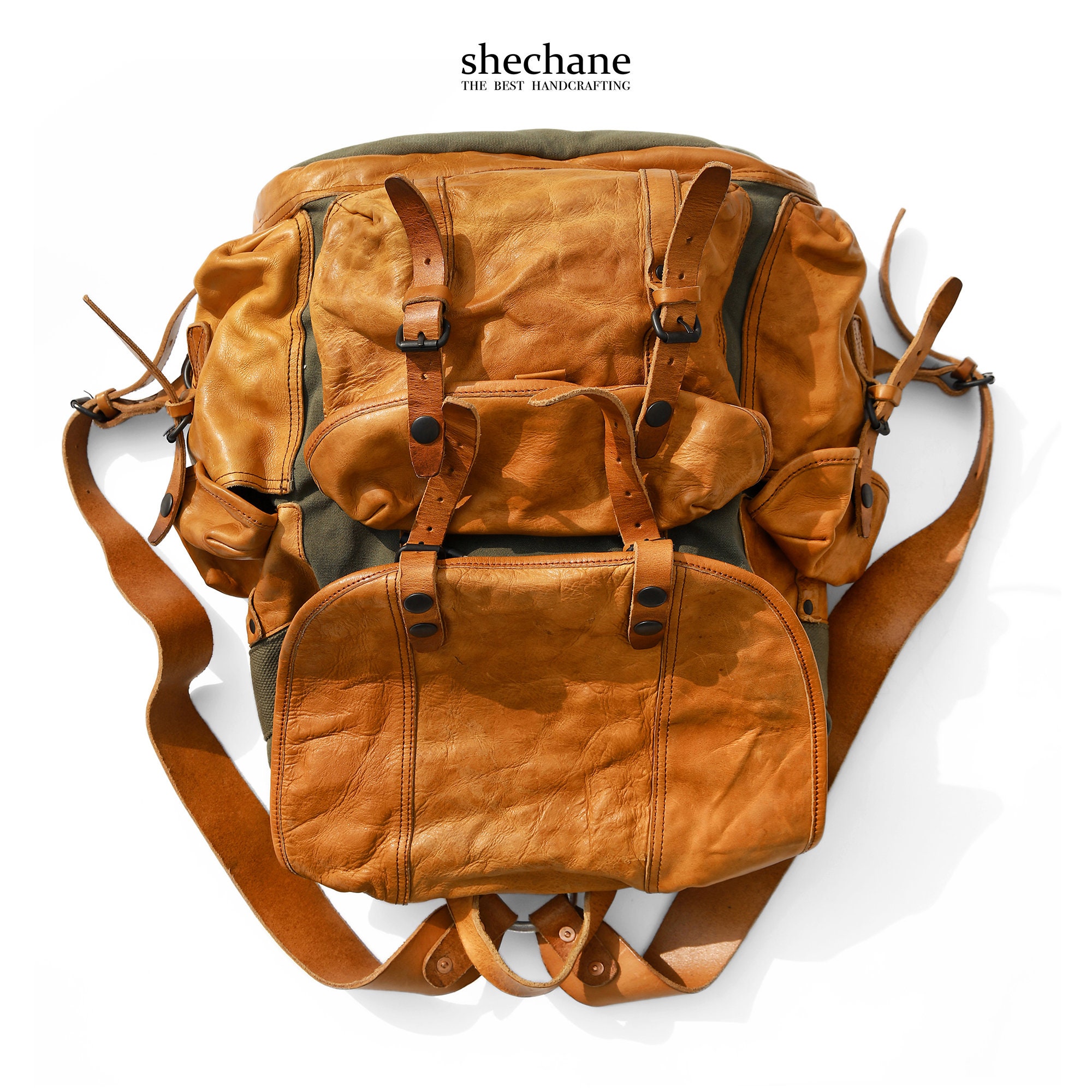 School Bag Genuine Leather Backpack Travel School for Man | Etsy