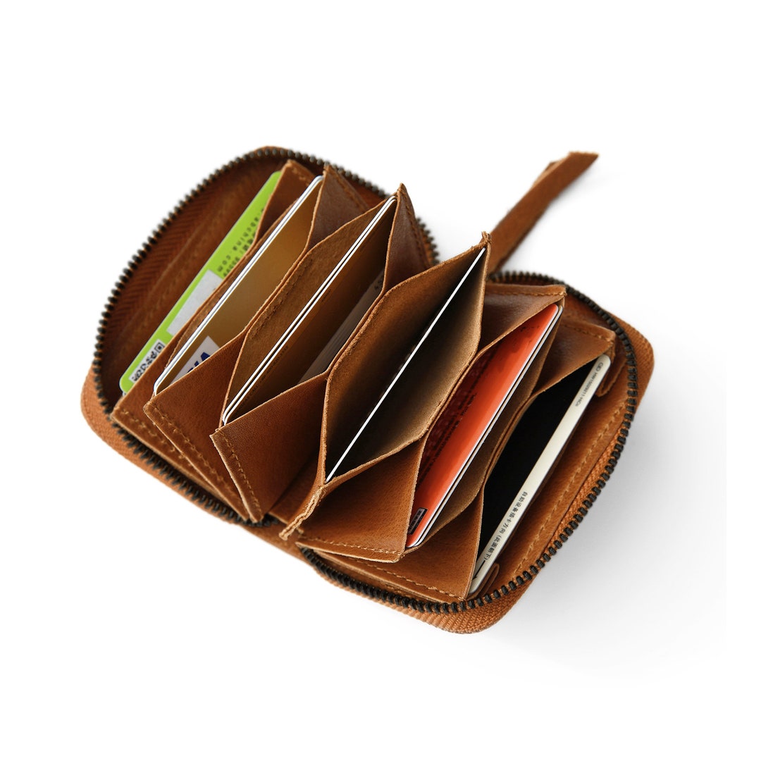 Zipper Card Wallet Genuine Leather Credit Card Holder Credit Card ...