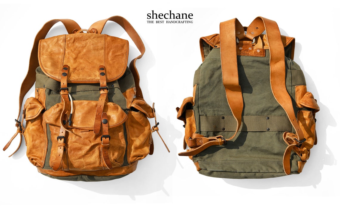 School Bag Genuine Leather Backpack Travel School for Man - Etsy