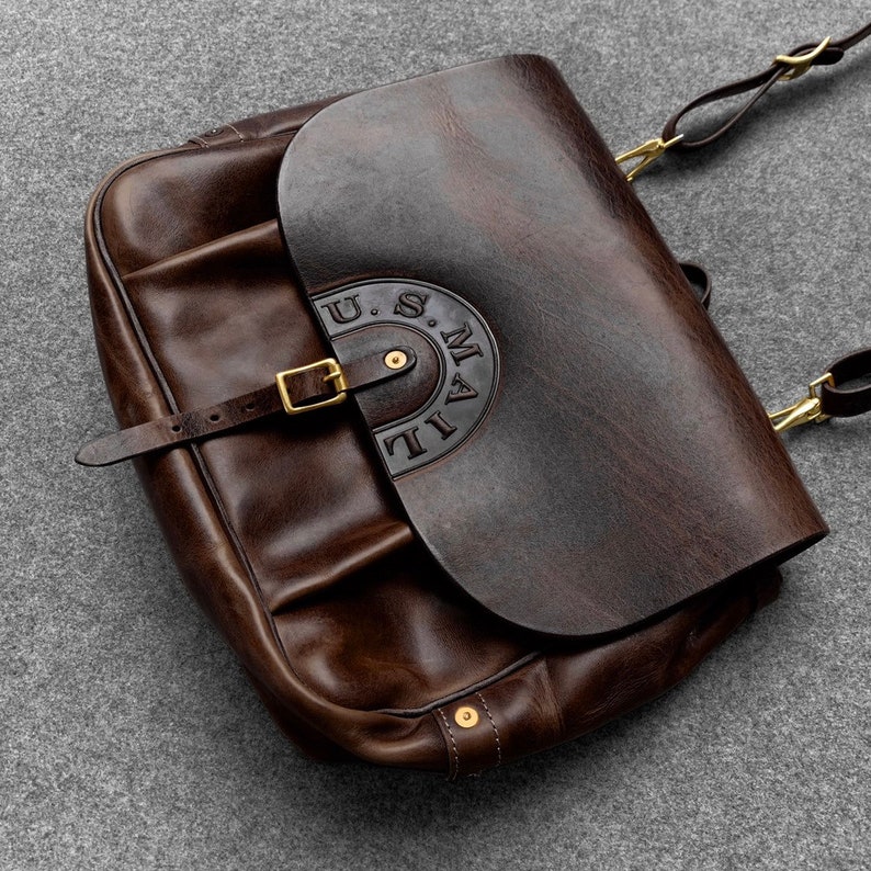 Genuine Leather Mail Bag School Bag Vintage Messenger Bag - Etsy
