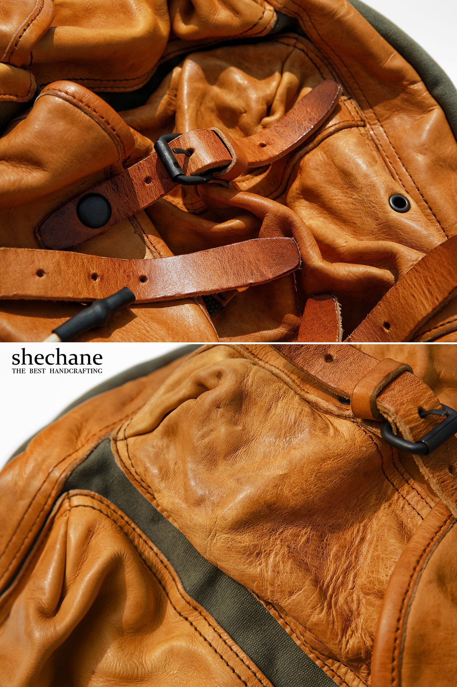 School Bag Genuine Leather Backpack Travel School for Man | Etsy