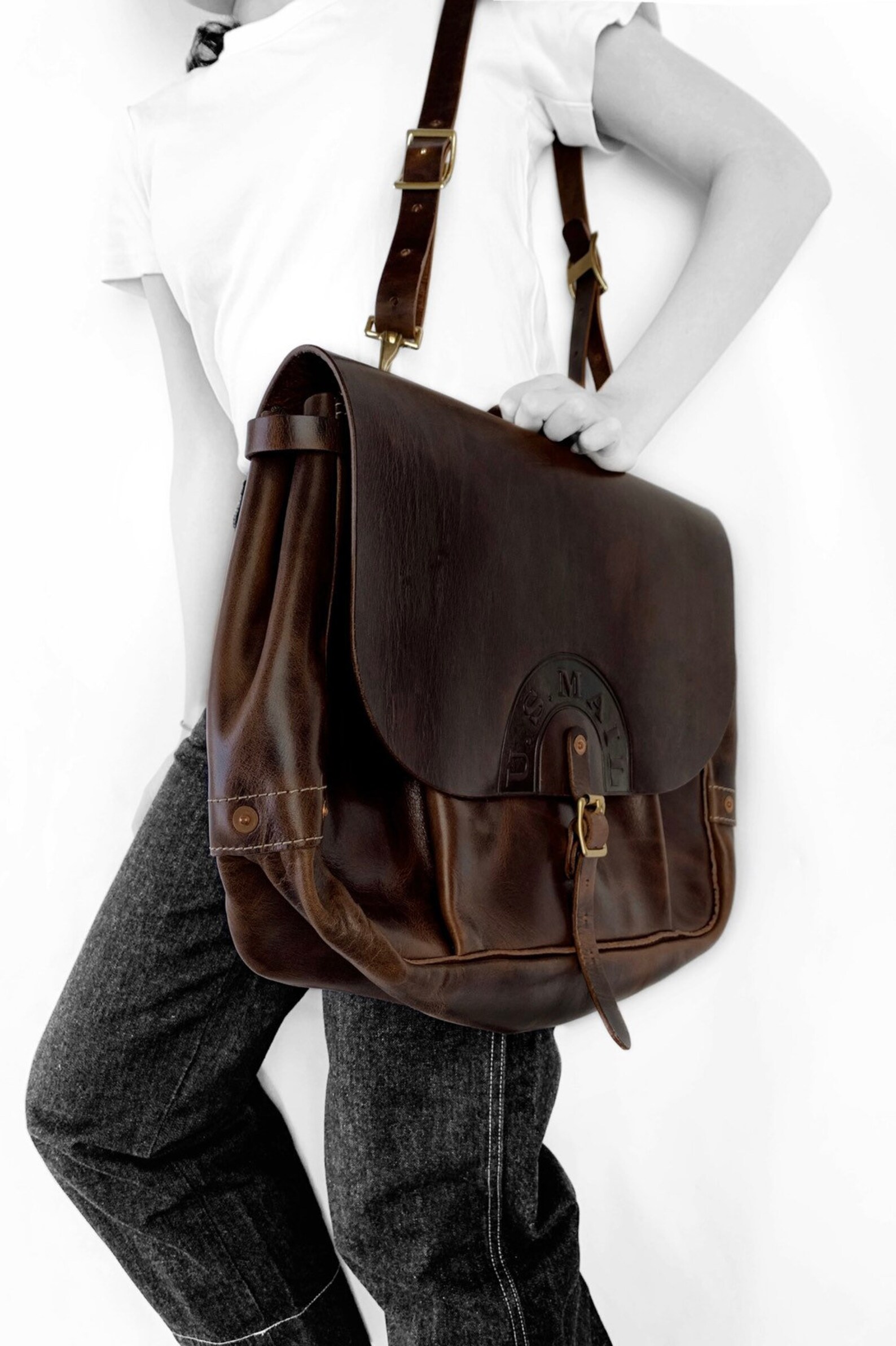 Genuine Leather Mail Bag School Bag Vintage Messenger Bag - Etsy