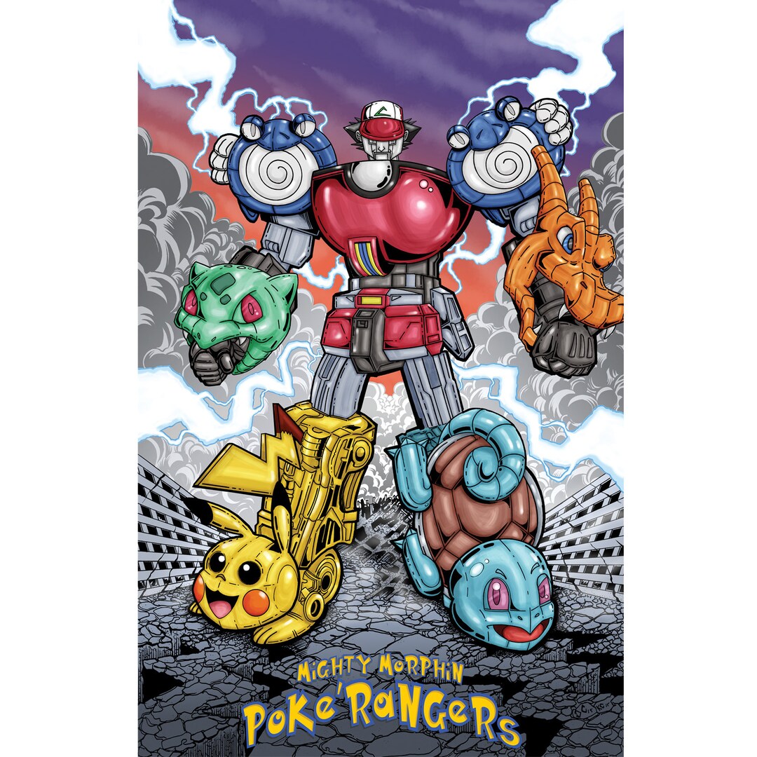 Mighty Morphin Poke'rangers Poster - Etsy