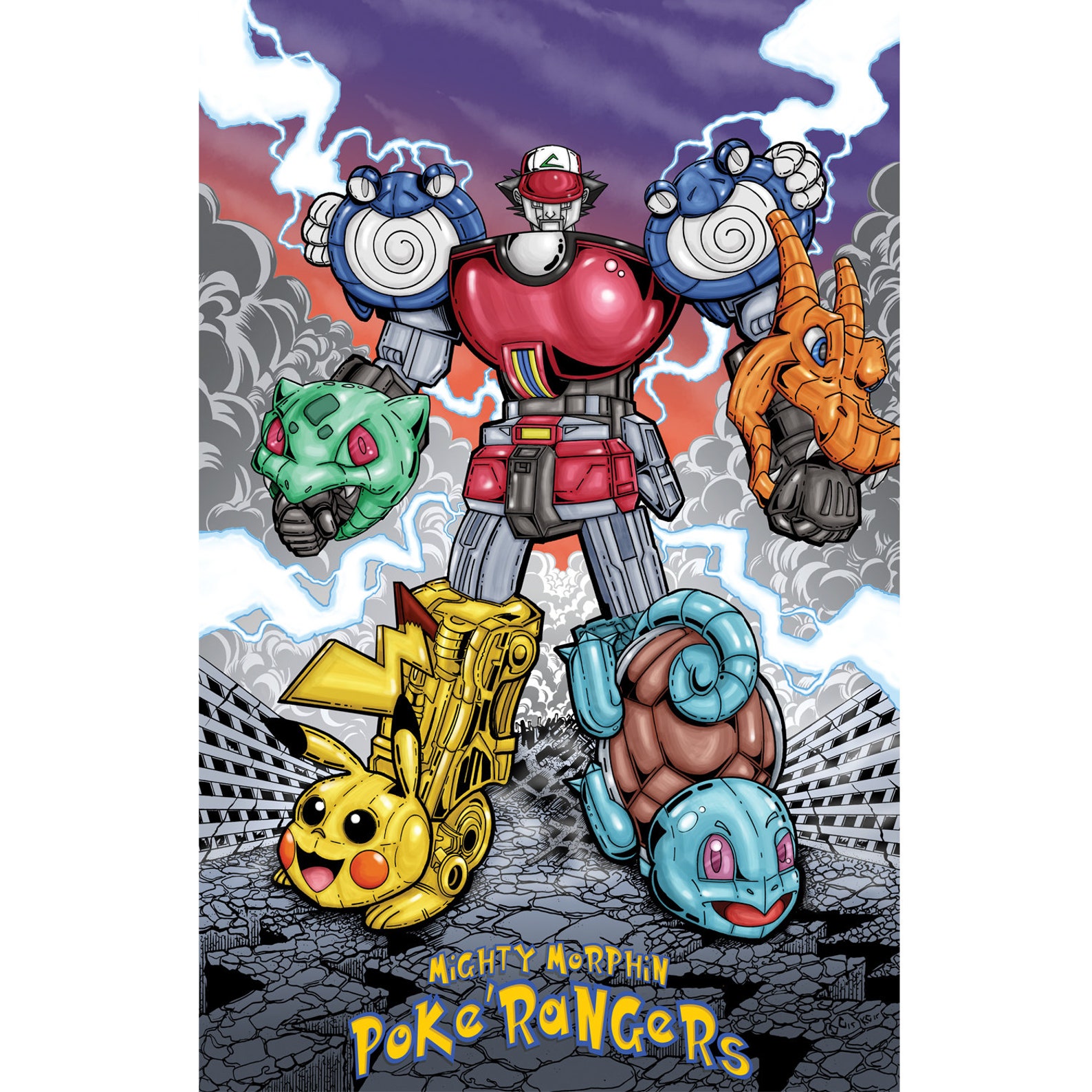 Mighty Morphin Poke'rangers Poster - Etsy