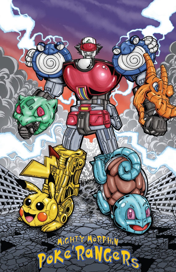 Mighty Morphin Poke'rangers Poster - Etsy