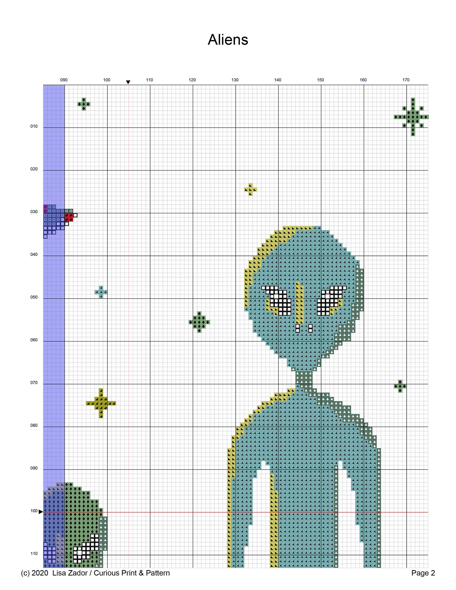 Aliens Cross Stitch Pattern Retro UFO Needlepoint Pattern | Etsy