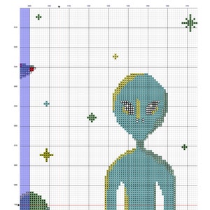 Aliens Cross Stitch Pattern - Retro UFO - Needlepoint Pattern - Instant ...