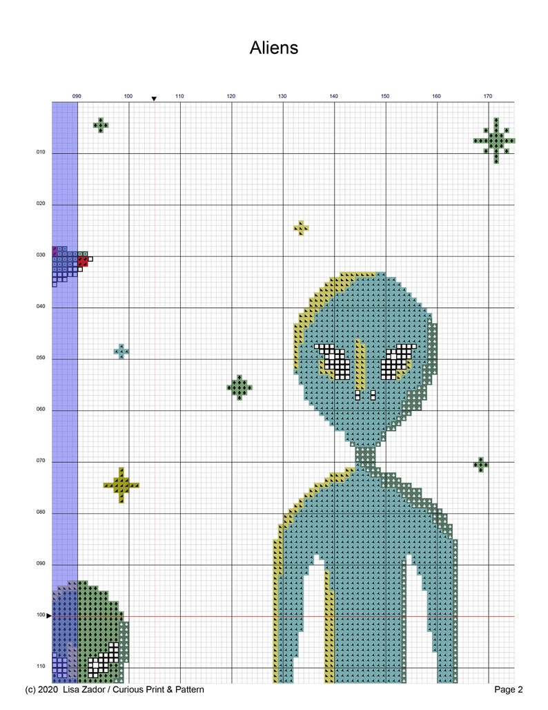Aliens Cross Stitch Pattern Retro UFO Needlepoint Pattern | Etsy