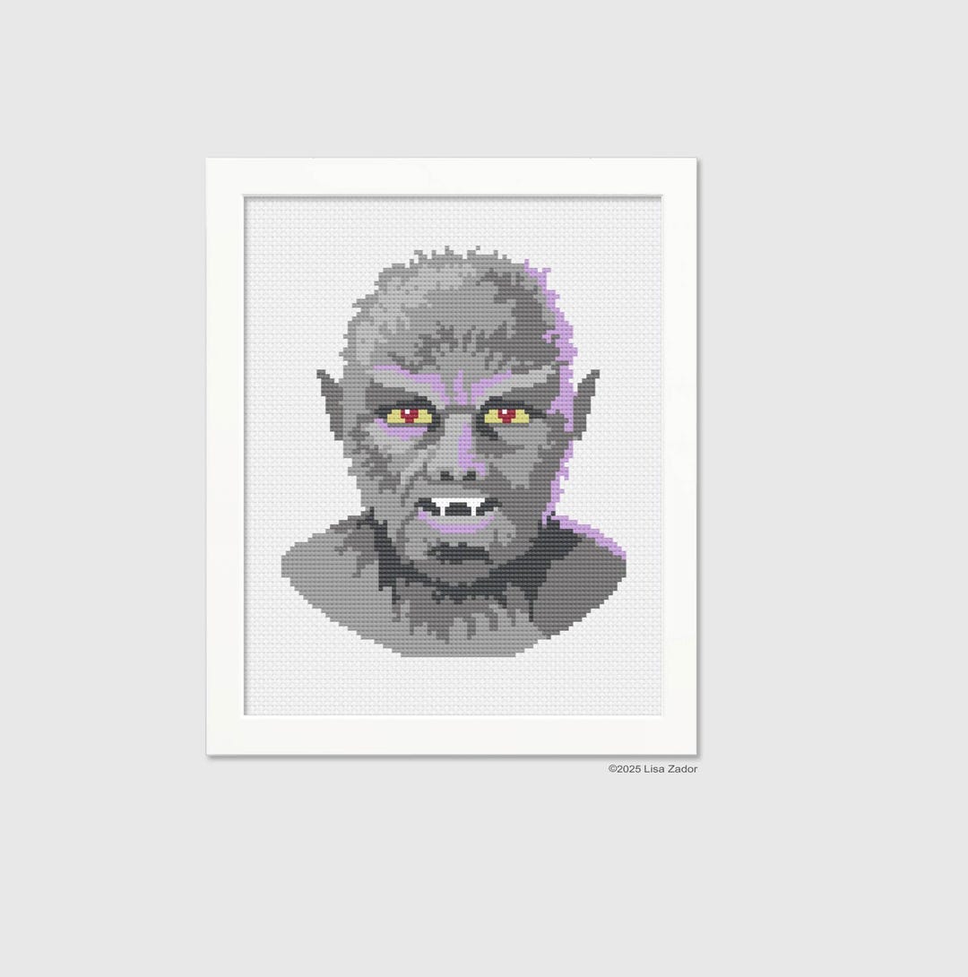 Wolfman Werewolf Cross-stitch Pattern - Cross-stitch Ornament - Classic ...