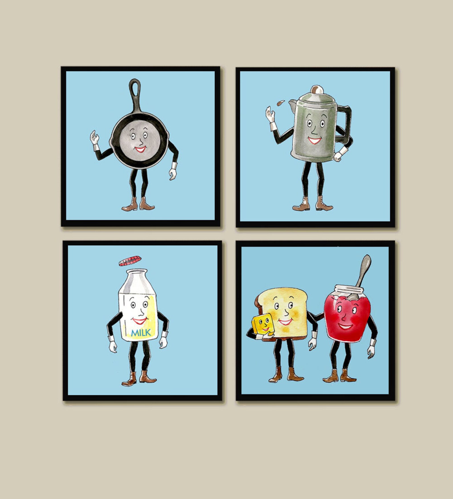 Retro Food Coasters Retro Breakfast Coaster Set Vintage | Etsy