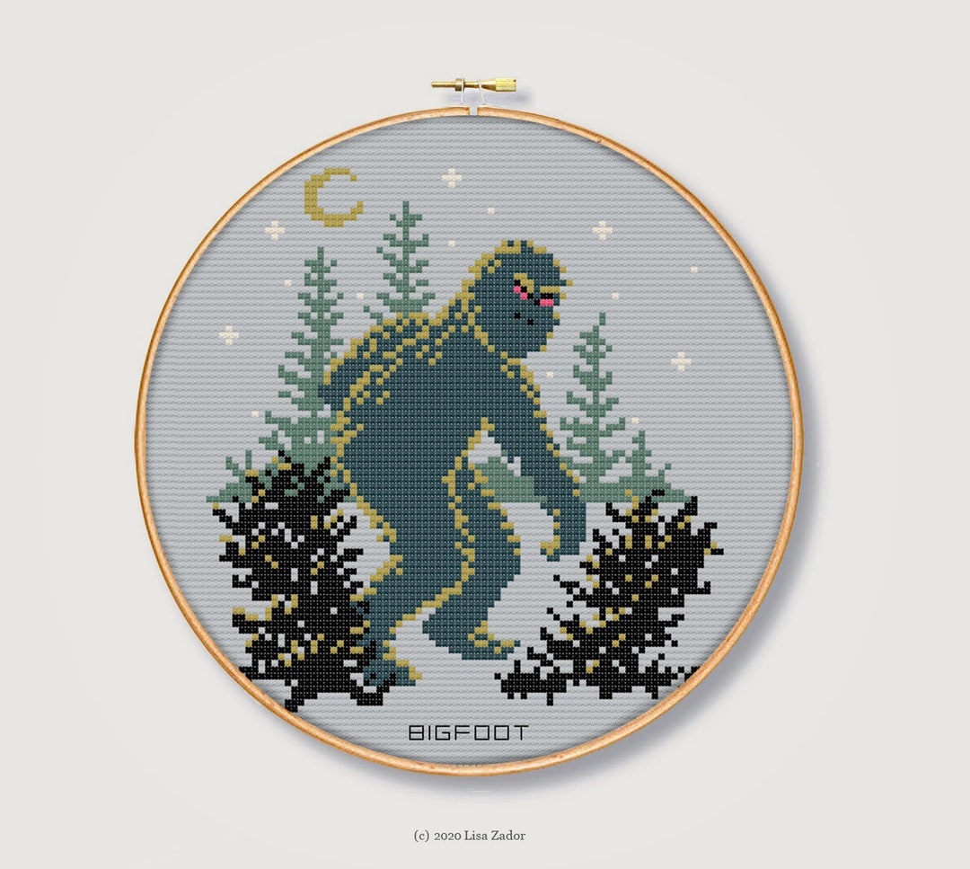 Bigfoot Cross-stitch Pattern or Needlepoint Canvas From an Original ...