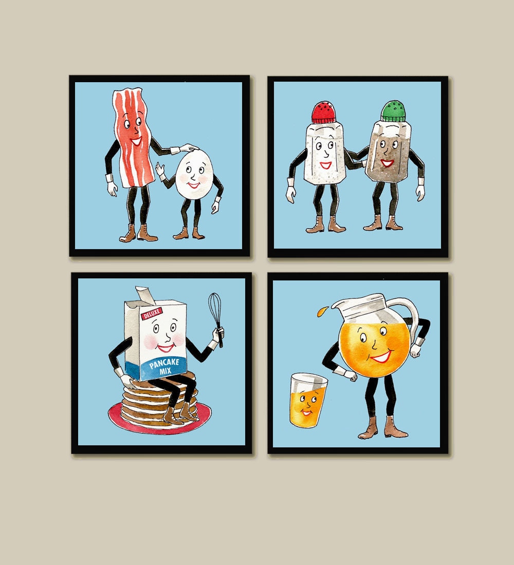 Retro Food Coasters Retro Breakfast Coaster Set Vintage | Etsy