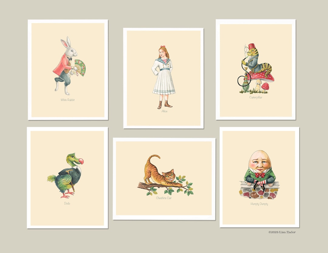 Alice in Wonderland Blank Nursery Rhyme Cards, Baby Shower or New Baby ...