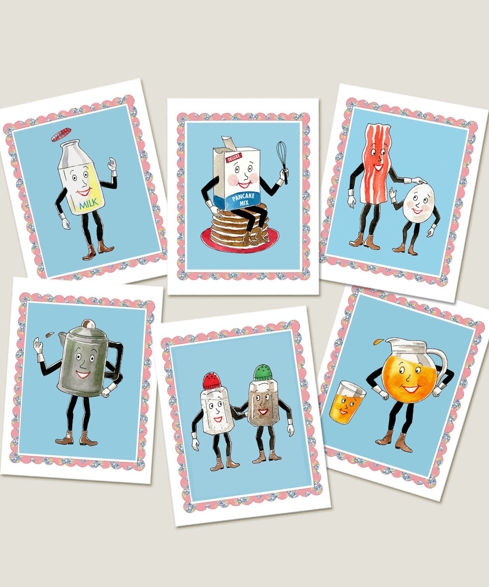 Vintage Kitchen Cards - Retro Kitchen Cards - Anthropomorphic Food ...