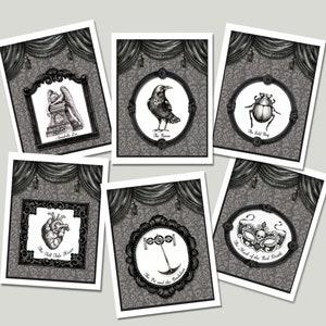 Edgar Allan Poe Poster Black and White Literary Art Gothic Victorian ...