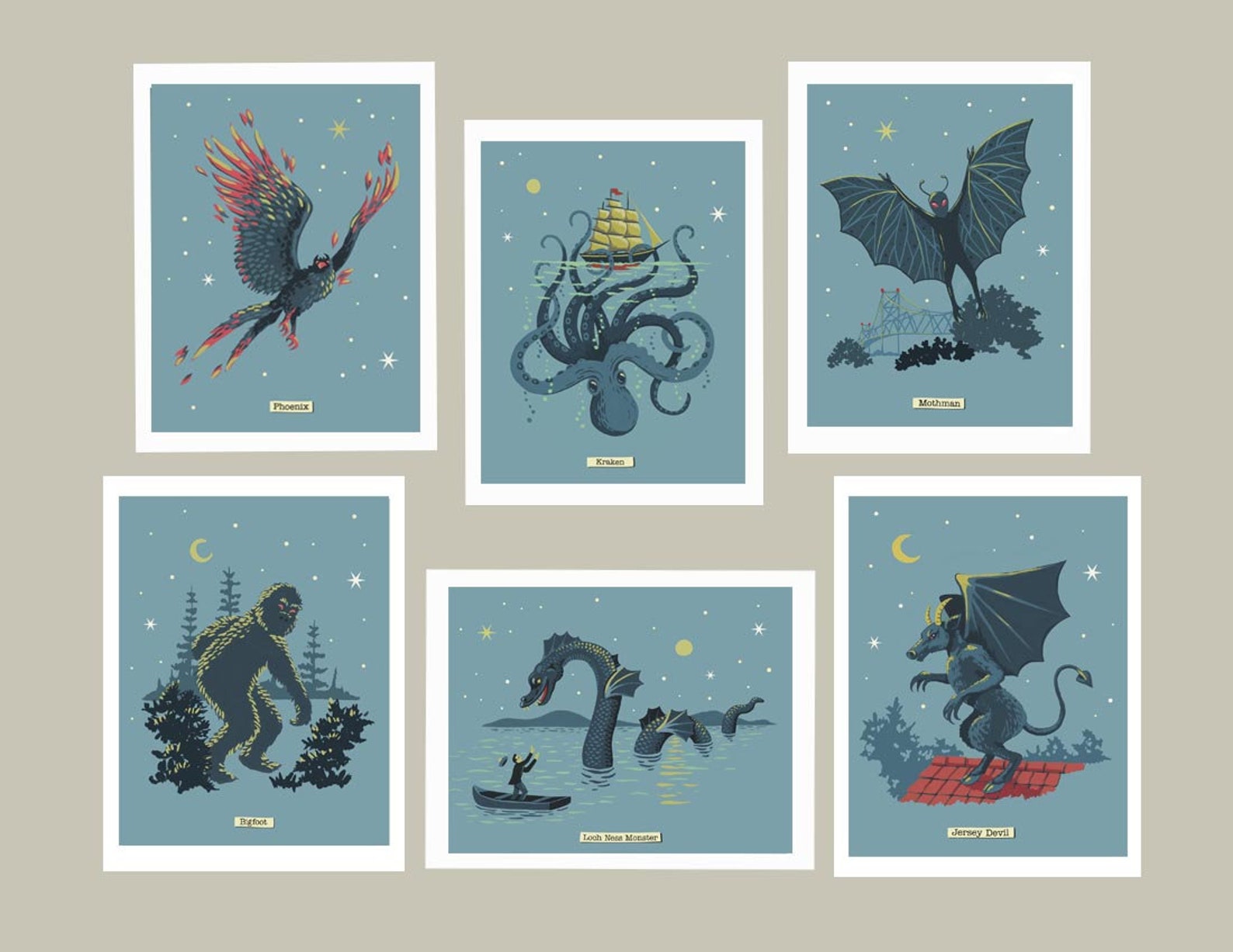 Cryptozoology Print Cryptids Poster Big Foot Loch Ness | Etsy