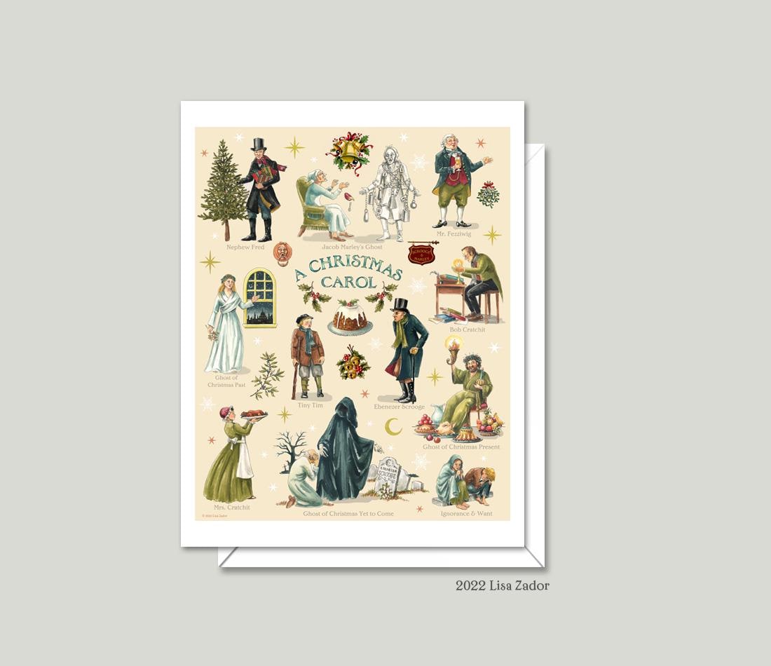 Dickens Christmas Carol Cards, Scrooge Cards, Set of 6, Victorian ...