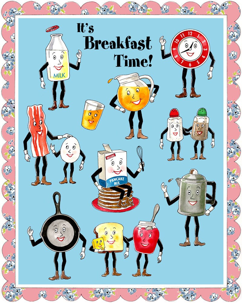 Retro Food Coasters Retro Breakfast Coaster Set Vintage | Etsy