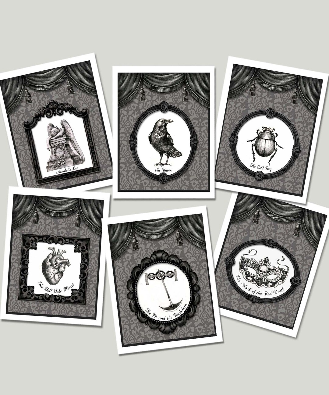 Edgar Allan Poe Cards, the Raven, Notecards, Victorian, Gothic ...