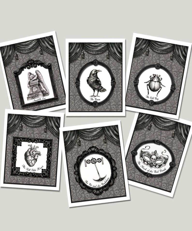 Edgar Allan Poe Cards the Raven Notecards Victorian - Etsy