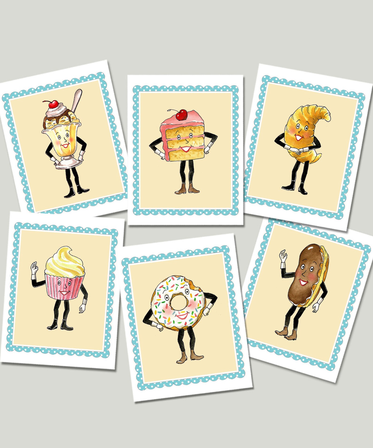 Vintage Kitchen Cards - Retro Kitchen Cards - Anthropomorphic Food ...