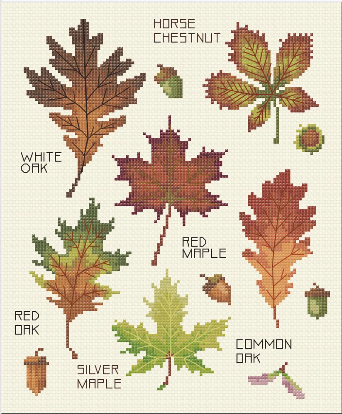 Autumn Leaves Cross-stitch Pattern Counted Cross-stitch | Etsy