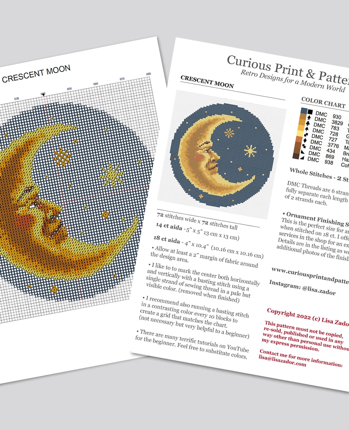 Crescent Moon Cross-stitch Pattern Cross-stitch Ornament | Etsy