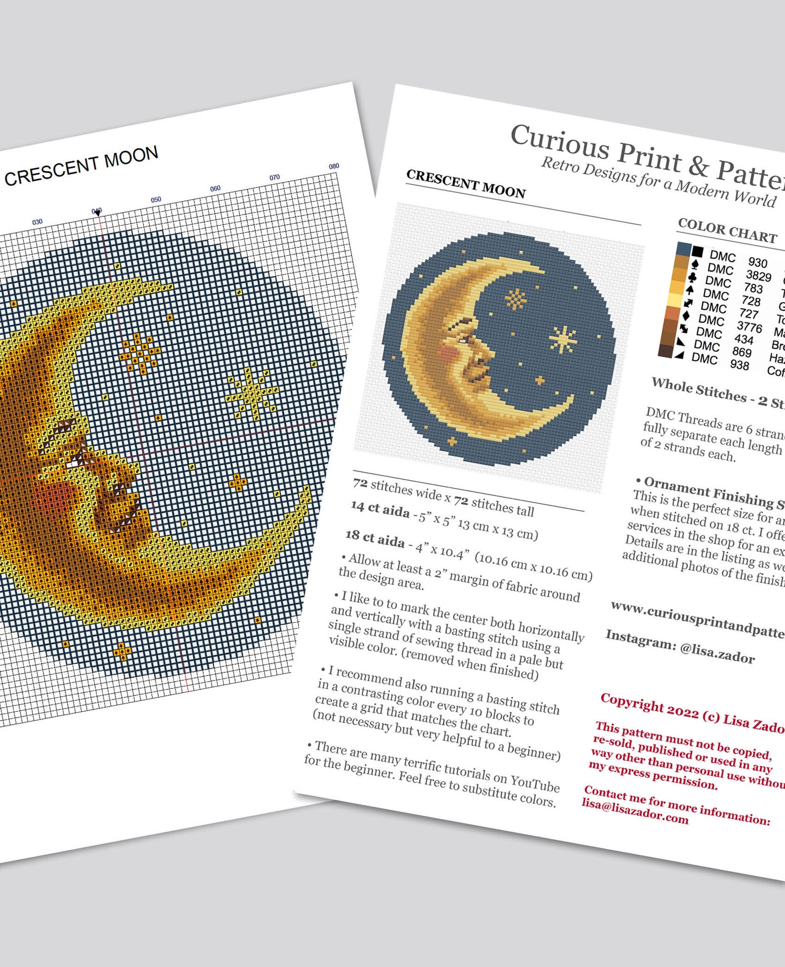 Crescent Moon Cross-stitch Pattern Cross-stitch Ornament | Etsy