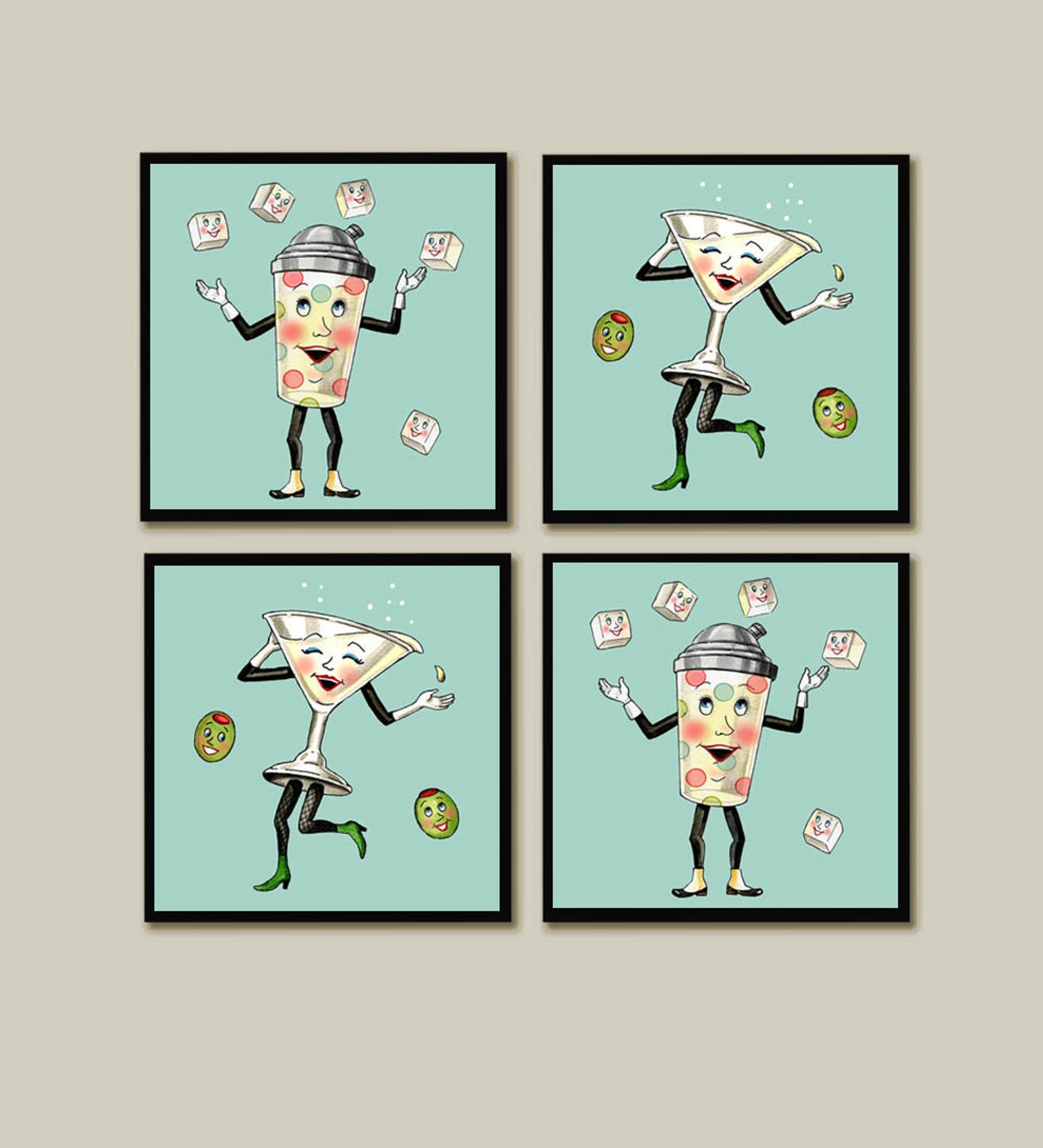 Retro Food Coasters Retro Breakfast Coaster Set Vintage - Etsy