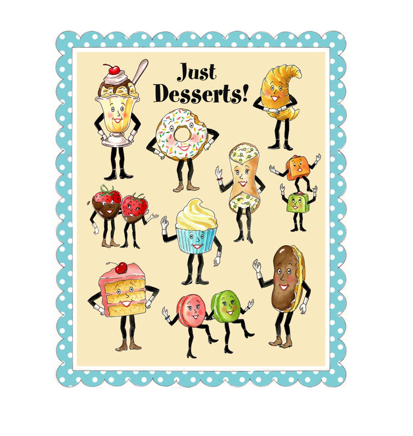 Vintage Kitchen Cards - Retro Kitchen Cards - Anthropomorphic Food ...