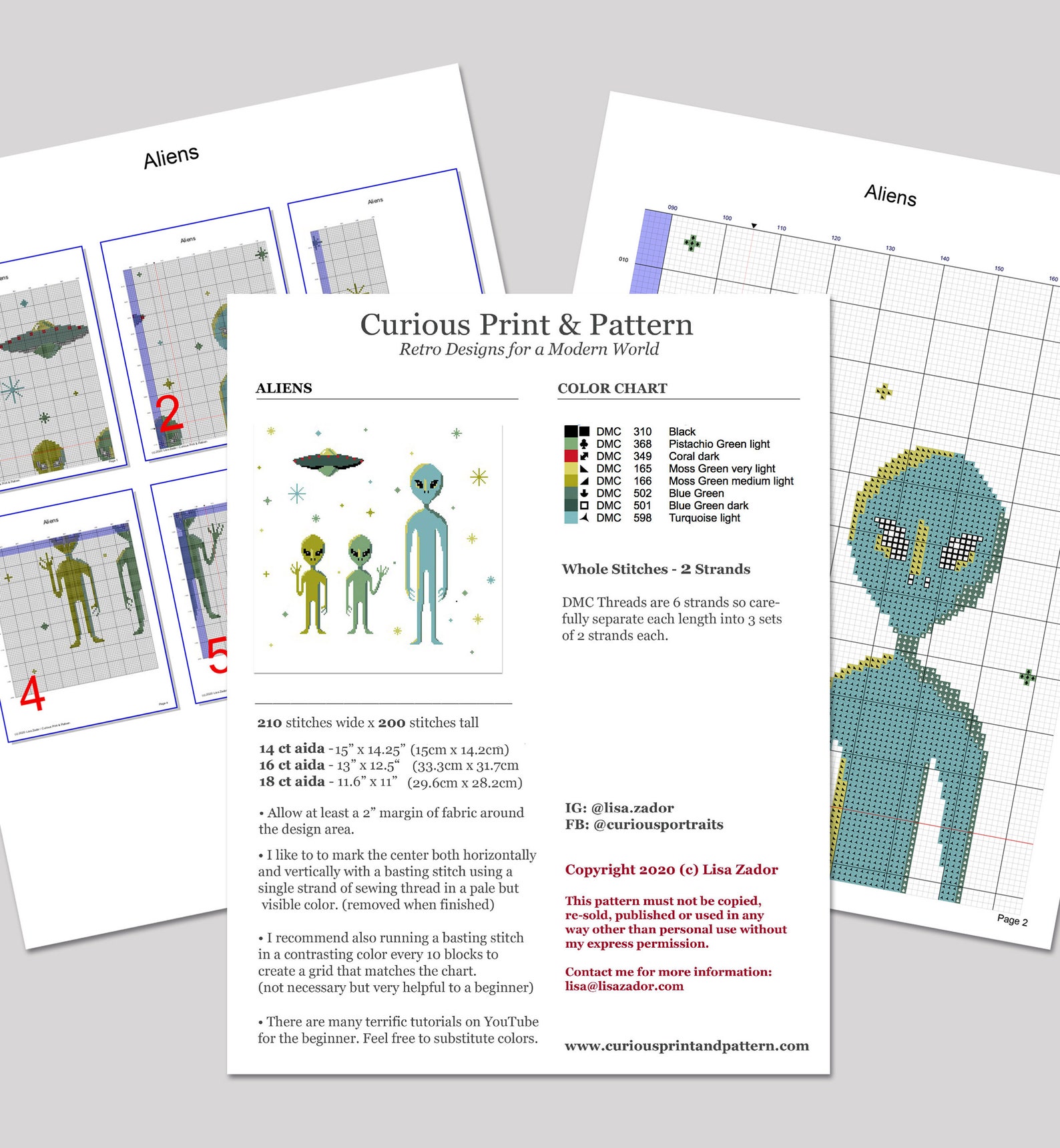 Aliens Cross Stitch Pattern Retro UFO Needlepoint Pattern | Etsy