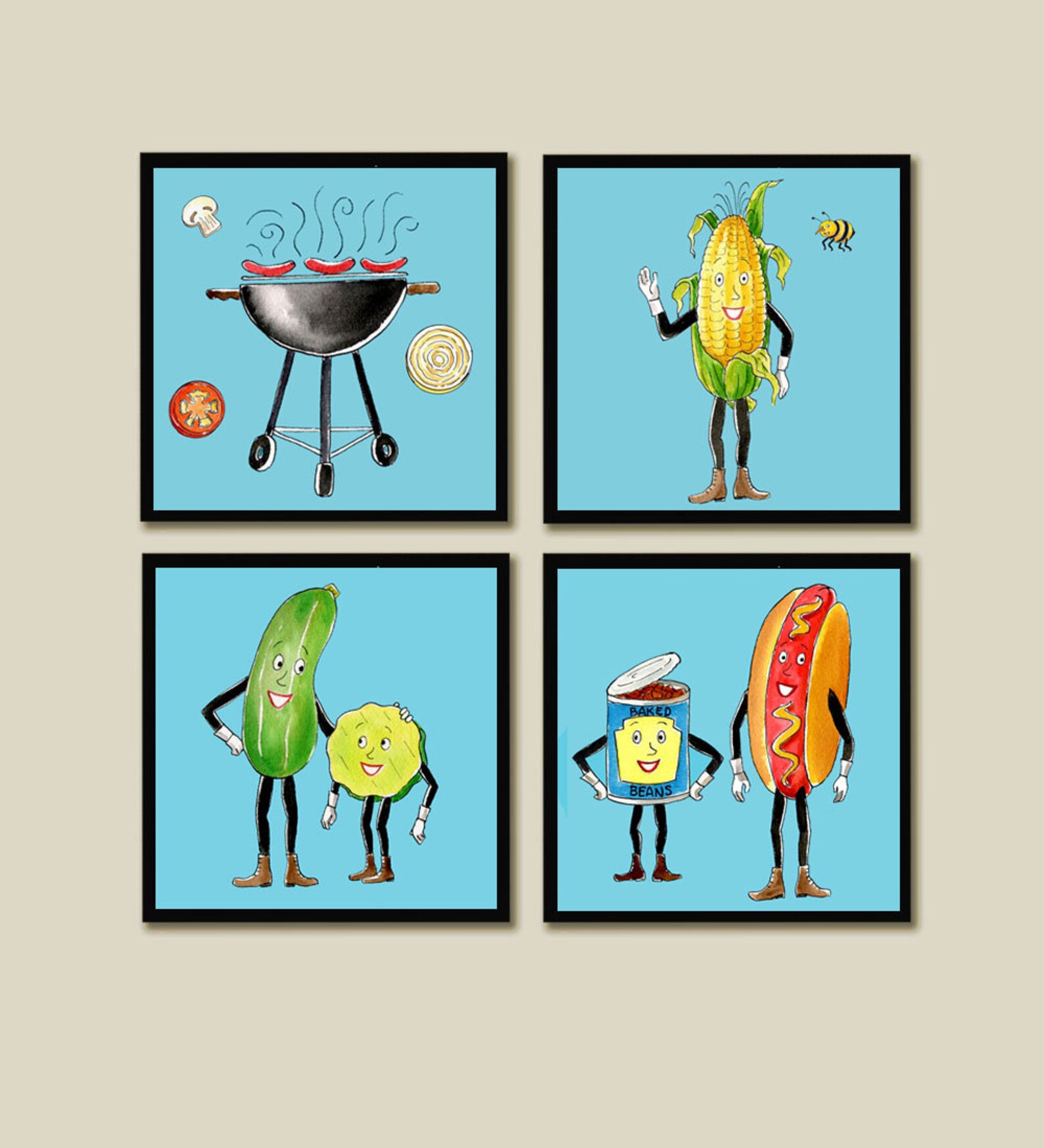 Retro Food Coasters Retro Breakfast Coaster Set Vintage - Etsy