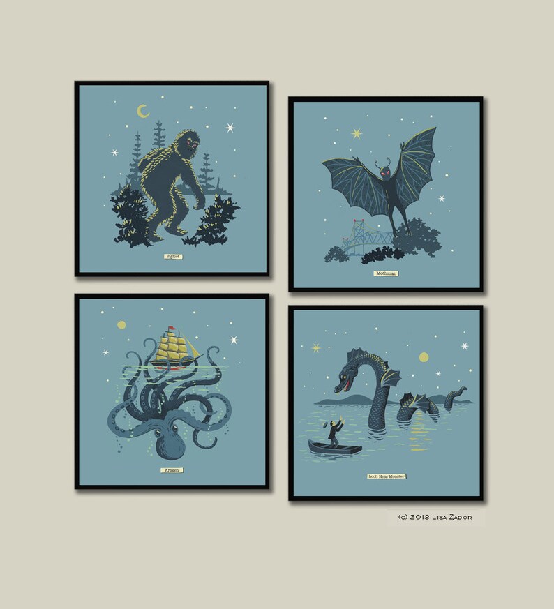 Cryptozoology Print Cryptids Poster Big Foot Loch Ness - Etsy