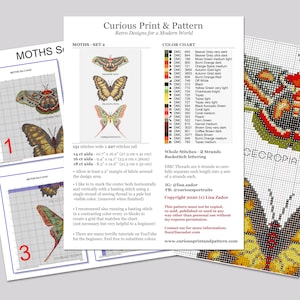 Moths Cross Stitch Pattern - SET 2 - Counted Cross-stitch - Moth ...
