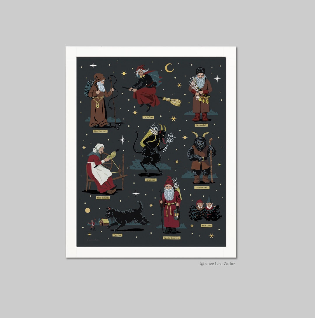 Dark Christmas Print From Original Artwork - Gothic Folk Christmas With ...