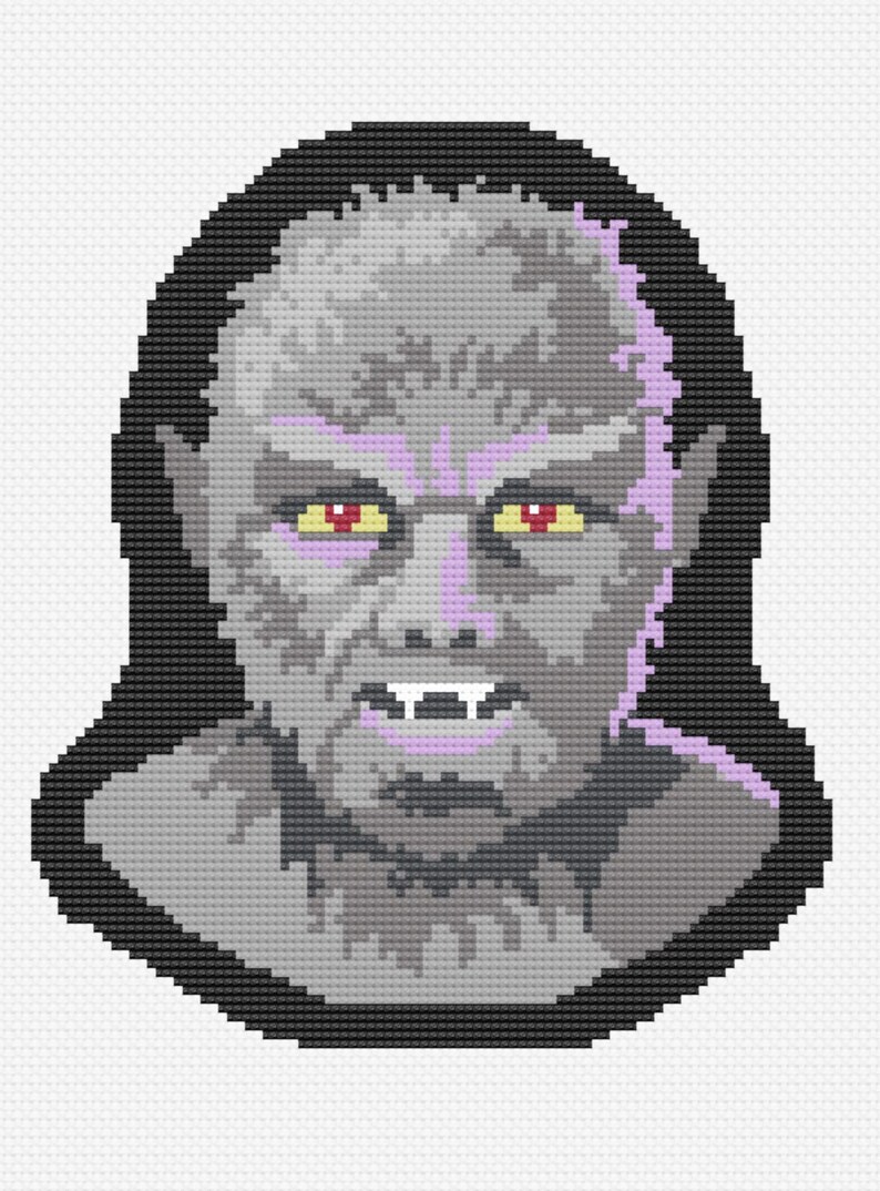 Wolfman Werewolf Cross-stitch Pattern - Cross-stitch Ornament - Classic ...