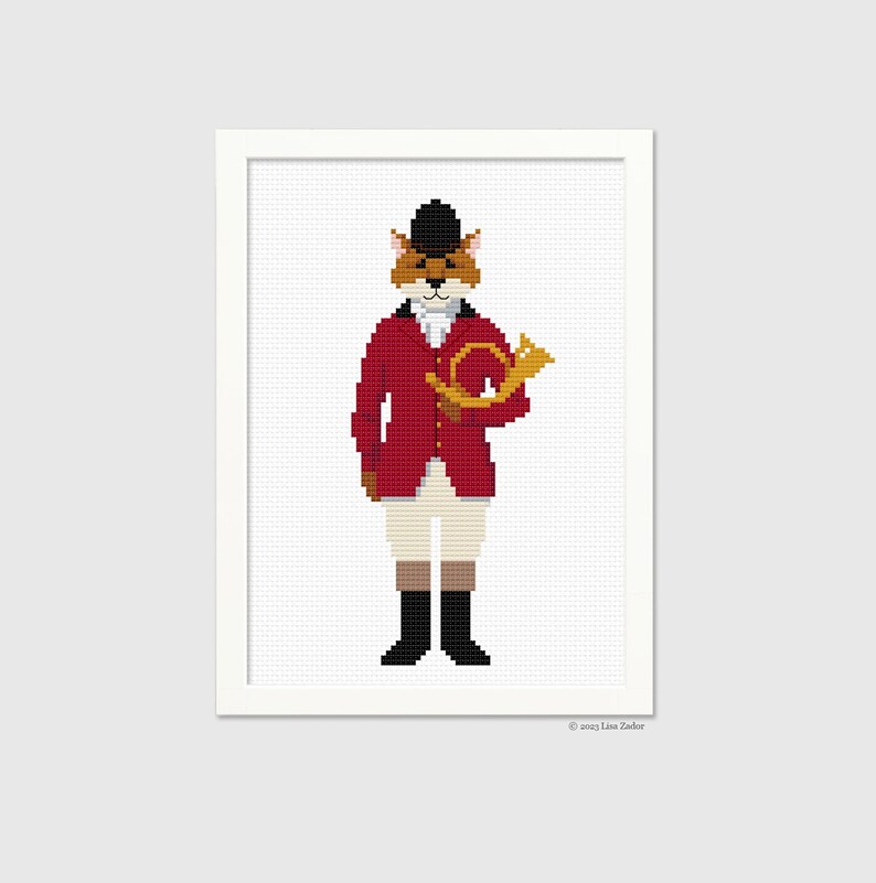 Gentleman Fox Hunt Cross-stitch Pattern Counted Cross-stitch - Etsy
