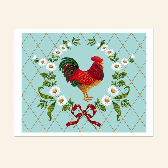 Retro Rooster Print Retro Kitchen Print Rooster Art | Etsy