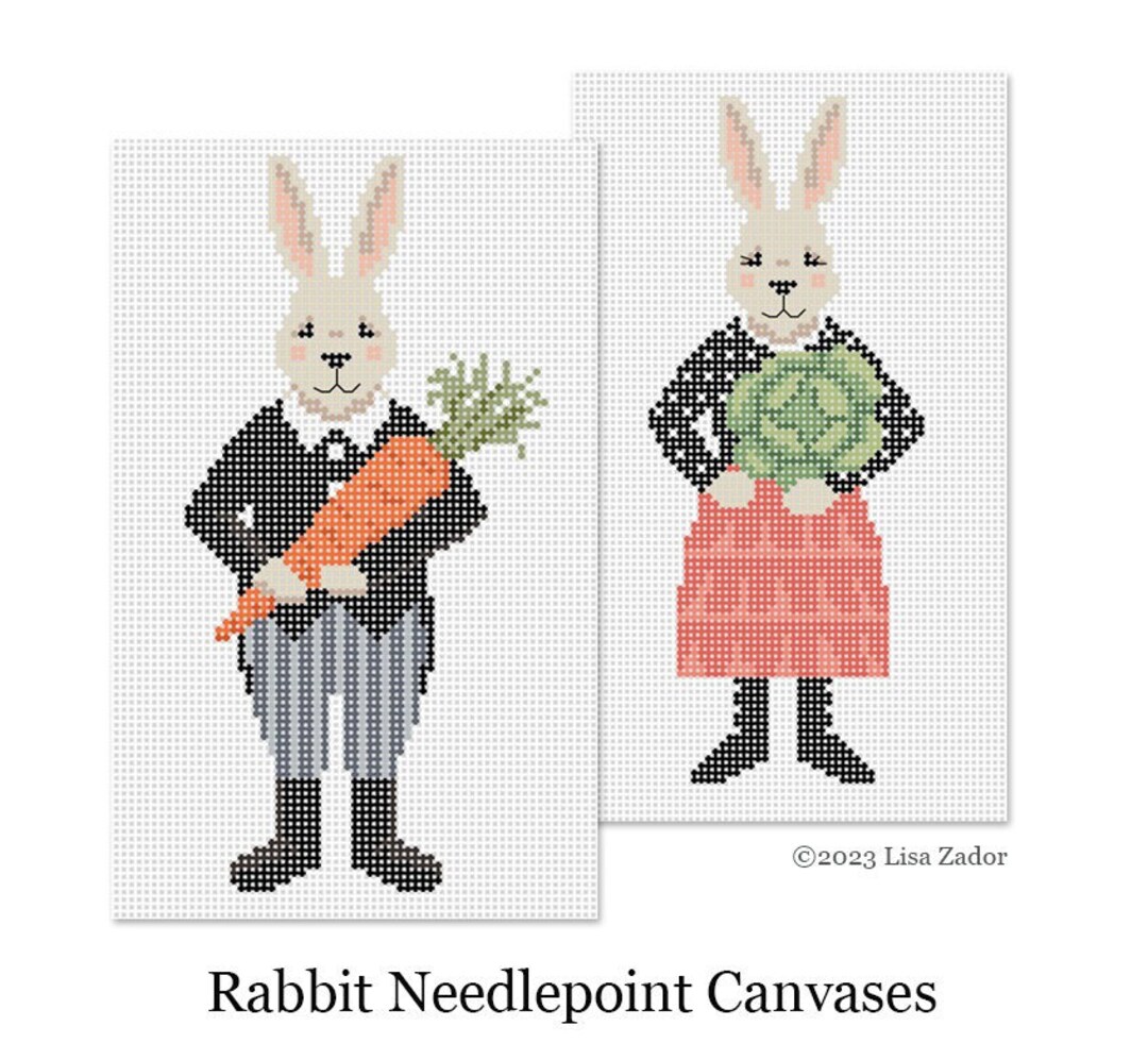 Rabbit Needlepoint Canvas - Needlepoint Ornament - Easter Bunny - Bunny ...